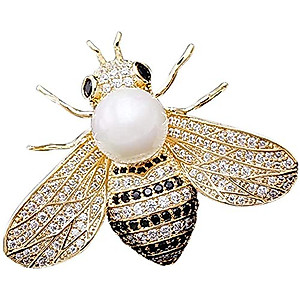 2 Pack Rhinestone Pearl Bee Brooch Pins Honey Bee Pendant/Brooch Fashion Crystal Insect Pins