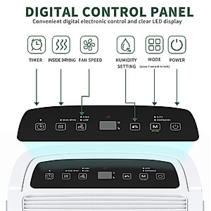 Shinco 6,000 Sq.Ft Energy Star Dehumidifier, Ideal for Large Rooms and Home Basements, Efficient Moisture Removal with Adjustable Humidity Control, 1.32 Gallons Water Tank