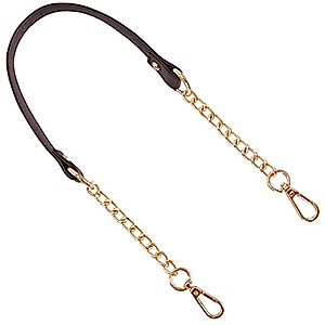 VanEnjoy 2PCS Microfiber Leather Purse Chain Handles Replacement for Shoulder Bag Handbag - 23.6x0.71(LxW) (Expresso-Gold Metal)