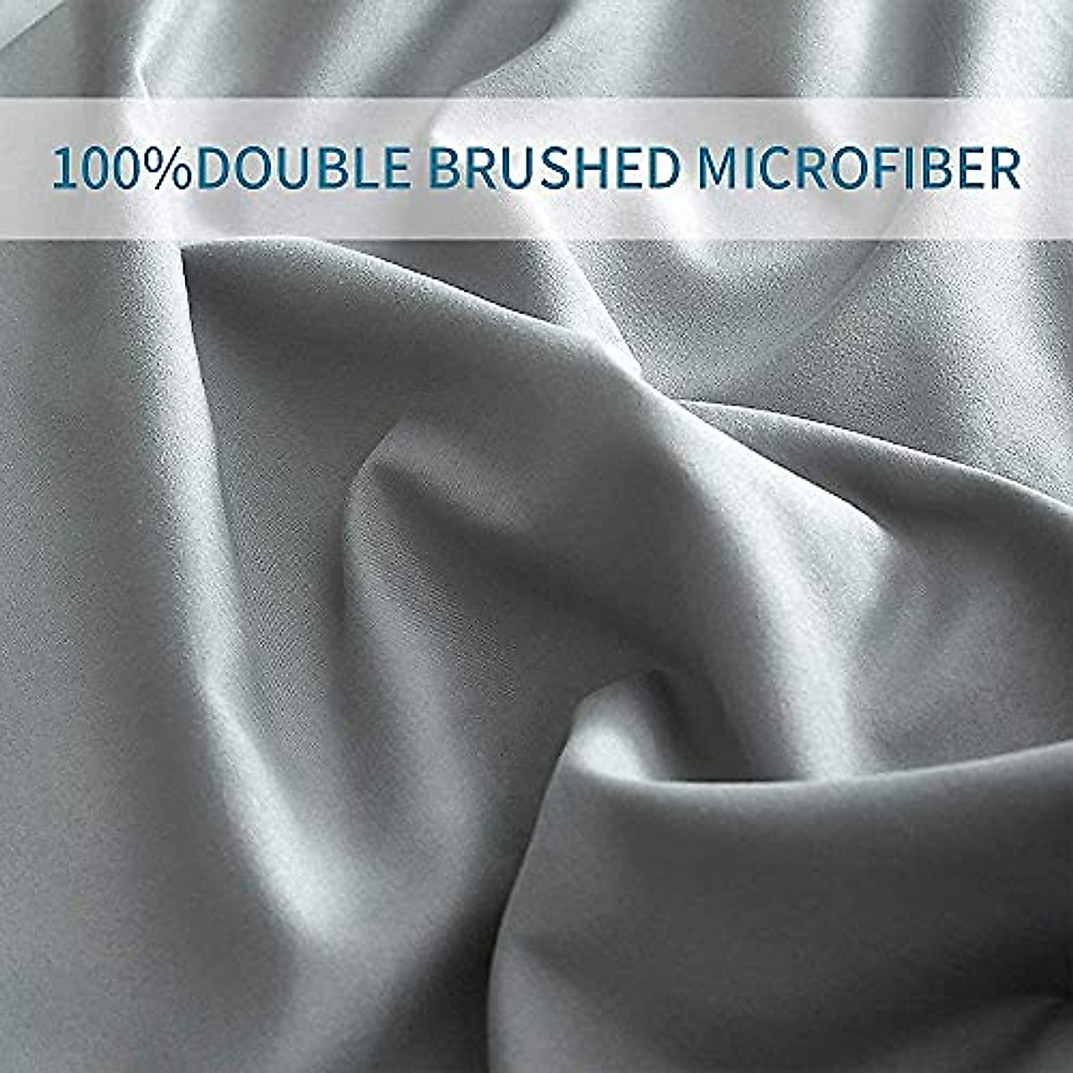 DERBELL Bed Sheet Set - Brushed Microfiber Bedding - Bedding Sheets & Pillowcases - Deep Pockets - Easy Fit - Breathable & Cooling Sheets-4 Piece Queen Light Gray