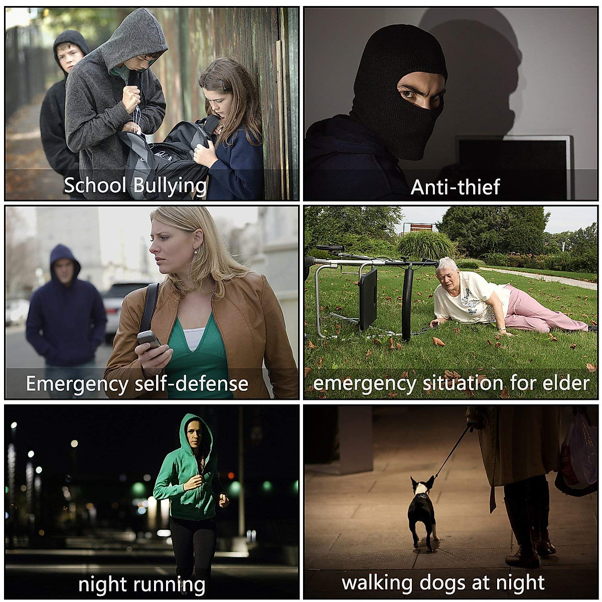 Personal Alarm for Women, 10 Packs 140DB Emergency Self-Defense Security Alarm Keychain with LED Light for Women Kids and Elders (Black & White)