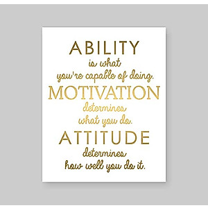 Susie Arts 8X10 Unframed Inspirational Attitude Real Gold Foil Art Print Quotes Wall Poster Home Decor Motivational Art V165