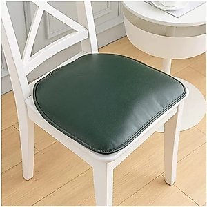 Waterproof Leather Dining Chair Cushion Thick Horseshoe Anti-Skid Leather Removable and Washable Four Seasons Chair Seat Pad Cushions Pads Kitchen Dining Room Garden Chair Pad ( Color : Dark Green , S