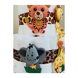 AnnaKJewels Safari Diaper Cake 3 Tier Assembled Diaper Cake