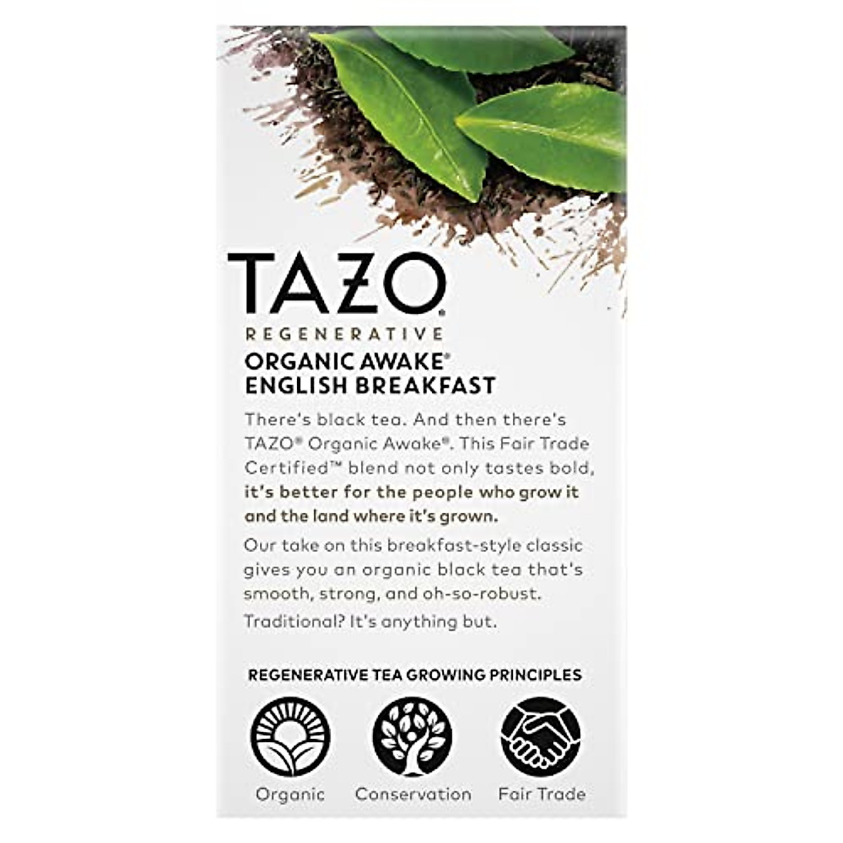 TAZO Tea Bags, Black Tea, Regenerative Organic Awake English Breakfast Tea, 16 Count