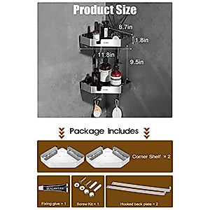 GEINIFAFA Adhesive Corner Shelf Bathroom Shower Caddy, SUS304 Stainless Steel, 2 Tier Nail-Free Wall-Mounted Bathroom Shelves ( Silver )