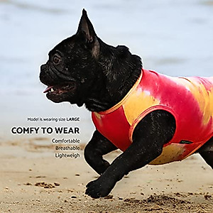 Fitwarm 2 Pack Tie Dye Dog Shirt, Summer Dog Clothes for Small Dogs Boy, Lightweight Pet Tshirt, Cat Outfit, 100% Breathable Cotton, Red, Yellow, Blue, XS