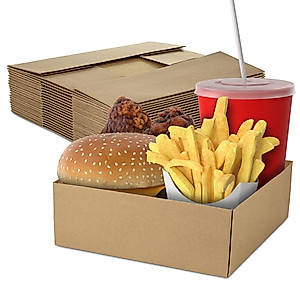 MT Products Large Paper Stadium Food Tray - Pack of 20 Pop-Up Kraft Movie Snack Boxes - Made in the USA