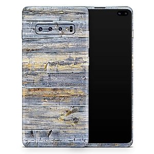 DesignSkinz Vintage Wooden Planks with Yellow Paint Protective Vinyl Decal Wrap Skin Cover Compatible with The Samsung Galaxy S20 (Screen Trim & Back Glass Skin)