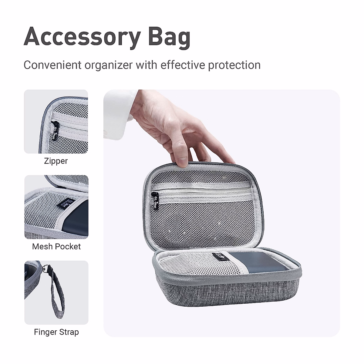 GL.iNet GL-AXT1800 (Slate AX) Pocket-Sized Wi-Fi 6 Gigabit Travel Router & Gadget Organizer Case (Grey)