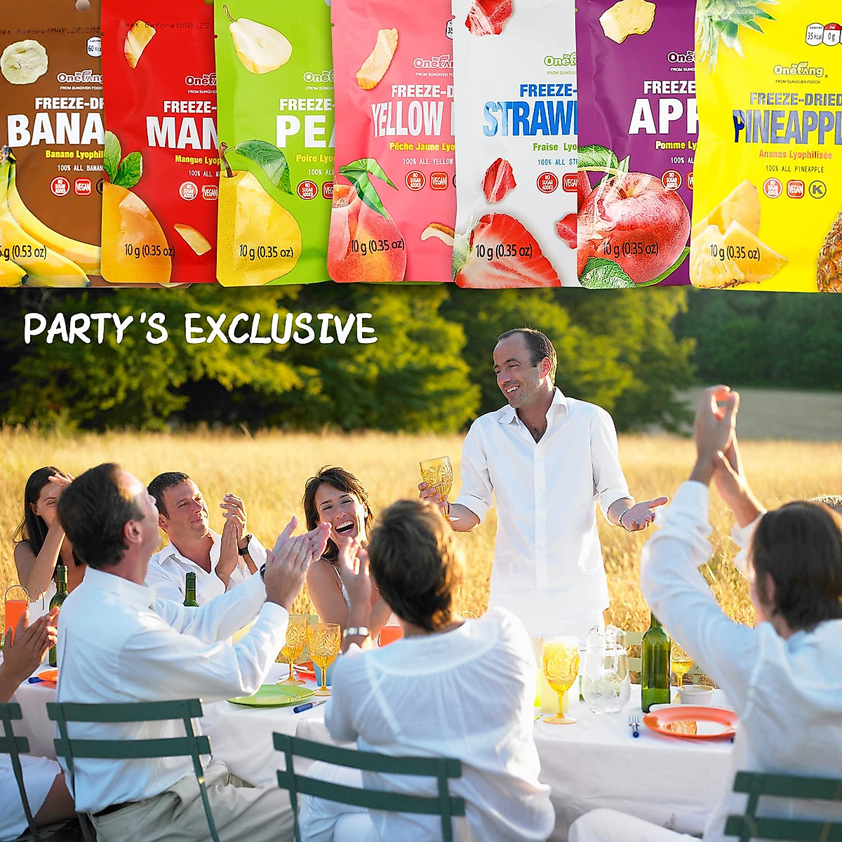 ONETANG Freeze-Dried Mixed Fruit, 12 Pack Single-Serve Pack, Non GMO, Kosher, No Add Sugar, Gluten free, Vegan, Holiday Gifts, Healthy Snack 0.35 Ounce