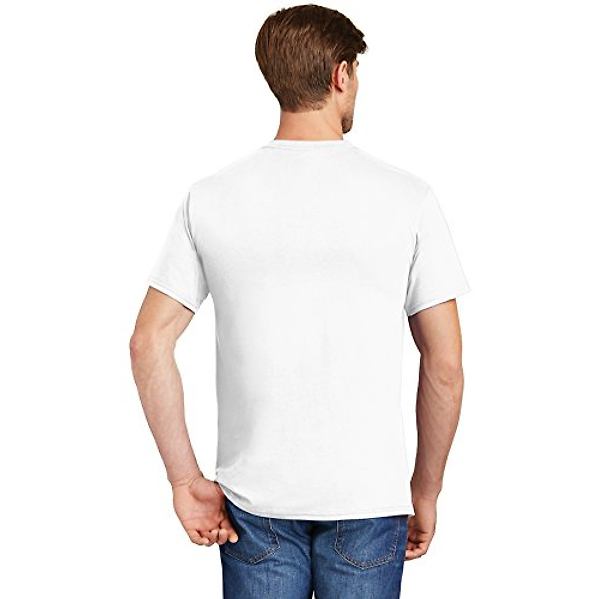 Hanes TAGLESS 6.1 Short Sleeve Tee with Pocket, L-White