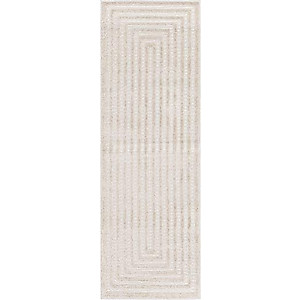 Unique Loom Sabrina Soto Outdoor Collection Geometric, Modern, Vibrant, Carved Area Rug, 2 ft x 6 ft, Beige