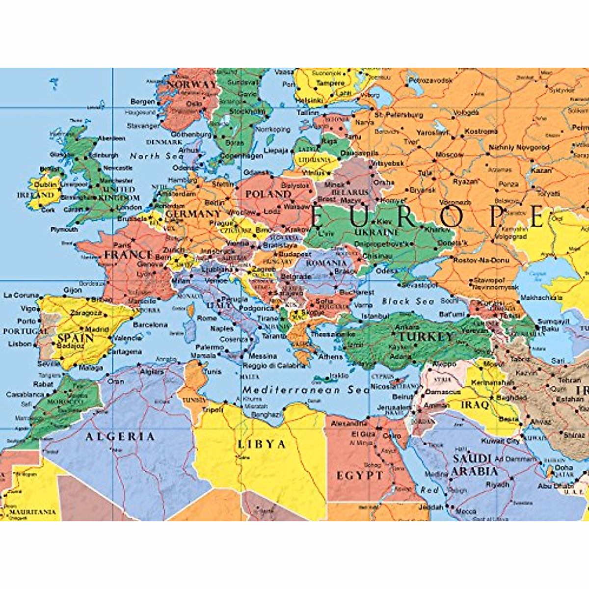 24x36 World Classic Elite Wall Map Mural Poster Laminated