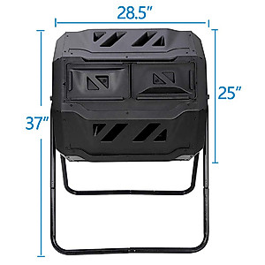 FMXYMC Composters Tumbling Or Rotating Outdoor, Large 160L Compost Tumbler Bin, Outdoor Garden Rotating Waste Bin All Season, Heavy Duty Capacity Composter, Black