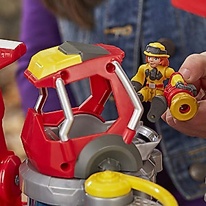 Chomp Squad Playskool Blazeasaurus and Sparks McKenzie, 20-Inch Brachiosaurus Dinosaur Firefighter Toy and Action Figure for Kids 3 and Up