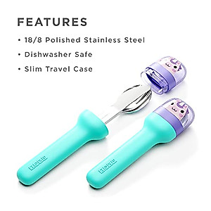 ZOKU Kids Pocket Utensil Set, Unicorn - Stainless Steel Fork, Knife, and Spoon in Case - Portable Design for Travel, School, Picnics, Camping and Outdoor Home Use