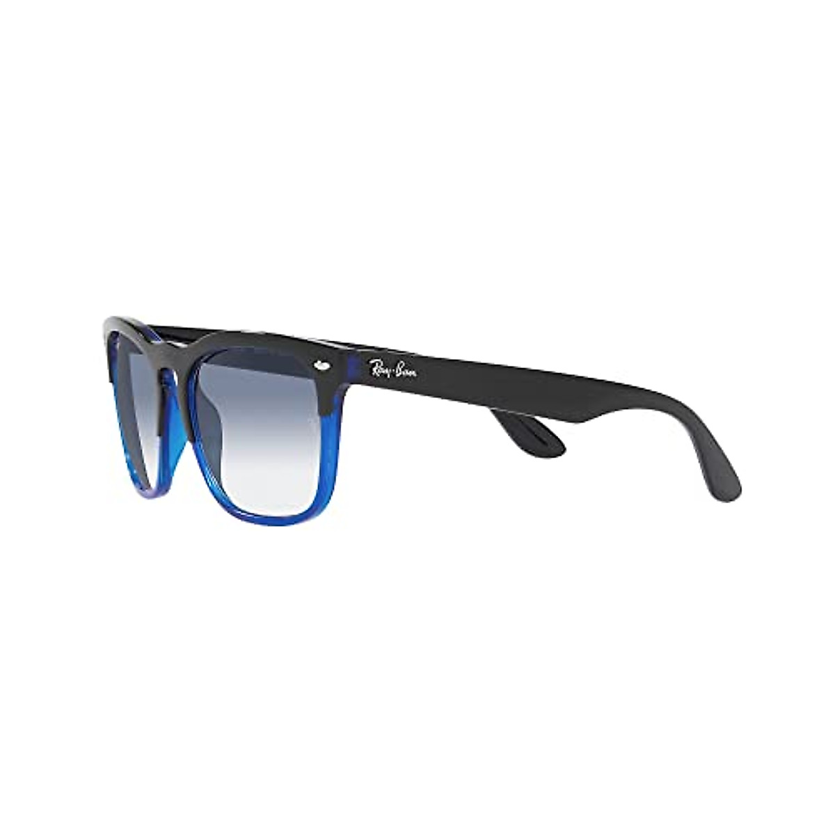 Ray-Ban RB4487 Steve Square Sunglasses, Black on Transparent Blue/Clear Gradient Light Blue, 54 mm