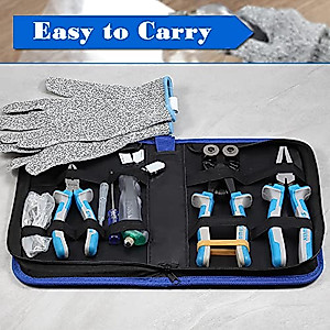 SPEEDWOX 20PCS Heavy Duty Mosaic Wheeled Glass Nippers with Replacement Cutting Wheel Glass Running Pliers Breaker Grozer Pliers Oil Feed Glass Cutter Set Cut Resistant Gloves Leather Zipper Bag