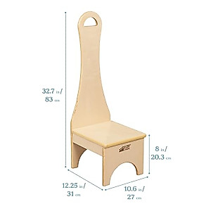 ECR4Kids Stepstool with Long Handle, One Step, Natural