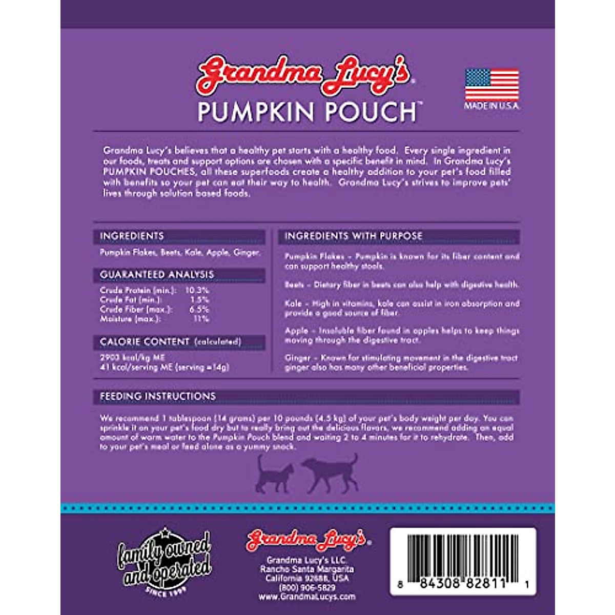 grandma lucy's Pumpkin Pouch Digestive 6oz,Purple