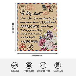 AJIIUSV to My Aunt Blanket from Niece Quilt Envelope Throw Blankets Mothers Day Blanket Gifts for Auntie Flannel Blanket Birthday Women's Day Holiday 50"x60"