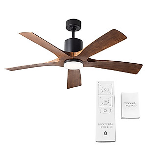 Aviator Smart Indoor and Outdoor 5-Blade Ceiling Fan 54in Matte Black Distressed Koa with Remote Control (Light Kit Sold Separately) works with Alexa, Google Assistant, Samsung Things, and iOS or Android App
