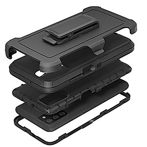 Compatible with Samsung Galaxy A02s Case,with Screen Protectors,Heavy Duty Rugged Shockproof Full Body Protection Kickstand Case with Belt Clip Holster for Samsung Galaxy A02s (Black)