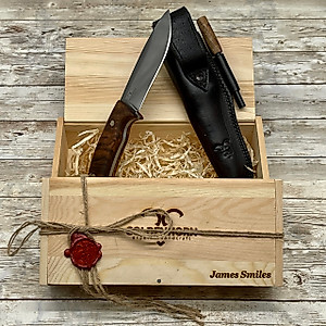 Golden Horn Expert in Handcraft Hunting Knife Camping Knife with Personalized Wood Handle and Leather Sheath for Gift Walnut Handle Bohler N690 Bushcraft Knife