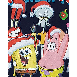 SpongeBob SquarePants Kids Christmas Navy T-Shirt | Boys Girls Patrick Squidward Sandy Mr Krabs Gary Krabby | Xmas Gift