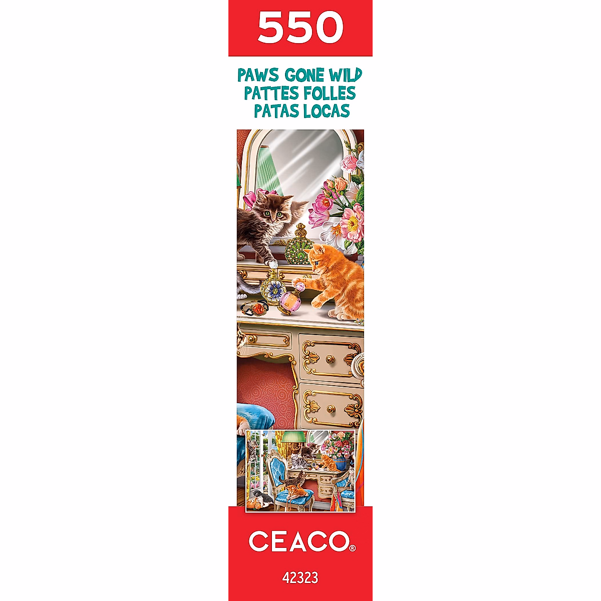 Ceaco - Paws Gone Wild - Kittens in The Bedroom - 550 Piece Jigsaw Puzzle