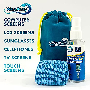 Wave Away Sonar & GPS Screen Cleaner with Micro Fiber Cloth for Boating & Fishing - Improves Clarity and Protects Screens - Spray, Wipe, Shine - 1.5oz Screen Cleaner