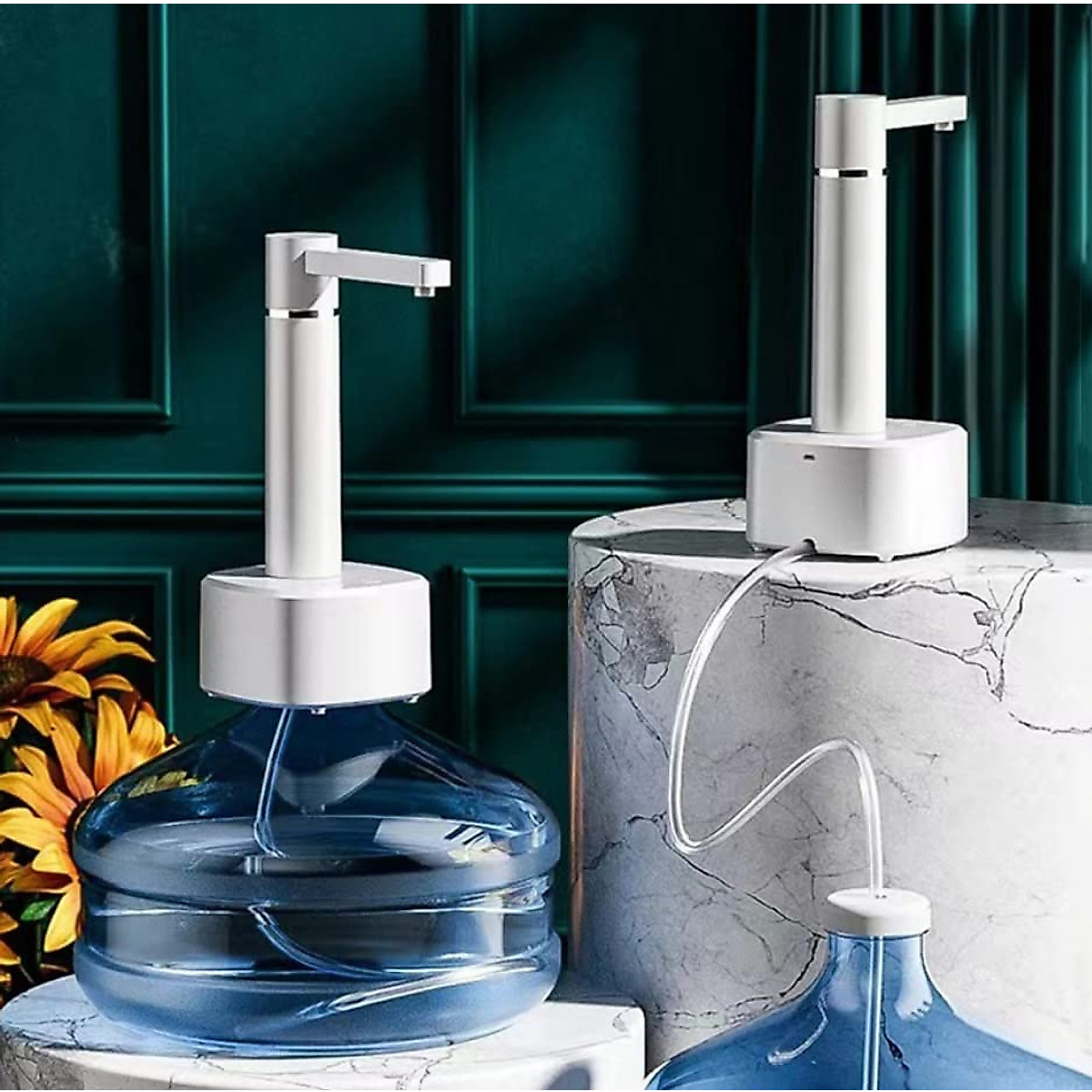 Desktop Water Dispenser for 5 Gallon Bottle, Electric Water Pump Portable USB Charging with 3 Water Jug Cap for Home, Office, Outdoor, Automatic Drinking Water Dispenser