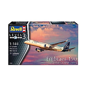 Revell 03883 1:144 Embraer 190 Lufthansa New Livery Plastic Model Kit, Multicolour (Revell 03883 3883)