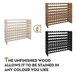 Smartxchoices Stackable Modular Wine Rack 96 Bottle Wooden Wine Storage Rack Freestanding Wine Holder Display Shelves, Wobble-Free, Solid Wood, (Eight-Tier, 96 Bottle Capacity)