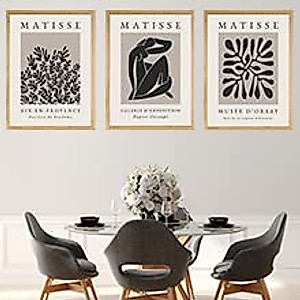 UPWOIGH Matisse Black And White Wall Art Poster Set of 3, 12x16in Unframed Real Quality Canvas Paintings for Tasteful Art Poster, Decoration in Living Room, Bathroom,Hallway Bedroom