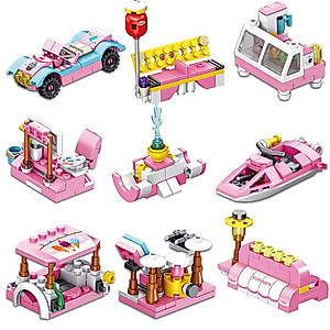 Girls Building Blocks Toys 553 Pieces Ice Cream Truck Set Toys for Girls 25 Models Pink Building Bricks Toys STEM Toys Construction Play Set for Kids Best Gifts for Girls Age 6-12 and Up