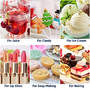 Food Flavoring Oil - 12 Liquid Lip Gloss Flavoring Oil, Concentrated Candy Flavoring, Flavor Oil for Baking, Cooking, Slime Making, Soap, Drinks, Water & Oil Soluble- 0.25 Fl Oz