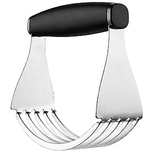 Spring Chef Dough Blender For Baking, Heavy Duty Dough Cutter Tool, Stainless Steel Pastry Cutter Tool with Sharp Blades, Dough Mixer, Pastry Blender for Easy Mixing, Dishwasher Safe - XL Size - Black