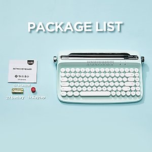 YUNZII ACTTO B303 Wireless Keyboard, Retro Bluetooth Aesthetic Typewriter Style Keyboard with Integrated Stand for Multi-Device (B303, Ivory Butter)