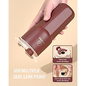 Gpeng 20 oz Insulated Stainless Steel Coffee Mug & Water Bottle with Tea Separation, Straw Lid, and Cup Holder - Keeps Drinks Hot or Cold for Hours. Perfect for Travel and Outdoor Activities!