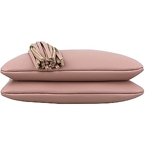 B BRENTANO Vegan Double-Zip Pocket Crossbody Handbag Purse wih Big Tassel Accent (Blush)