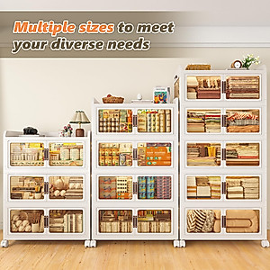 EnHomee 125GAL/500QT Storage Bins with Lids, Stackable Storage Bins with Wheels and Doors, Plastic Storage Containers Box, Large Collapsible Storage Drawers for Bedroom Closet Organizers, 5PC