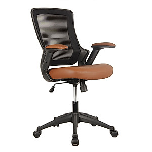 Techni Mobili Height Adjustable Arms Mid-Back Mesh Task Office Chair, 25" W x 25" D x 34-44" H, Brown