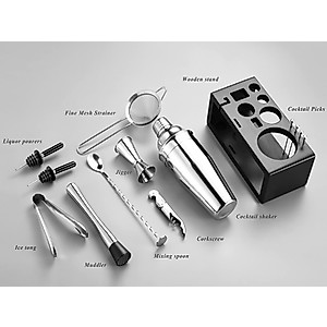 LUCKYGOOBO Cocktail Shaker Set,14 Piece Bartender Kit 24 oz Martini Shaker Cocktail Mixing 18/8 Grade Stainless Steel Martini Mixer Bar Tools for Professional Bartender and Home Bar.