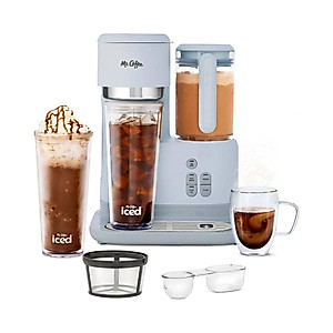 Mr. Coffee 3 in 1 Single Serve Coffee Maker, Hot or Iced Espresso and Frappe Machine, Blender, and Reusable Filter for Frozen Drinks or Lattes, Gray