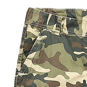 Men Camo Cotton Cargo Shorts Camouflage Outdoor Multi Pockets Short Relaxed Fit Lightweight Military Short Pants (Khaki,32)