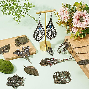 PH PandaHall 120pcs Filigree Metal Embellishments 19 Style Filigree Connectors Charms Antique Bronze Flower Animal Pendants for Steampunk Mixed Media Art Hairpin Headwear Necklace Jewelry Making
