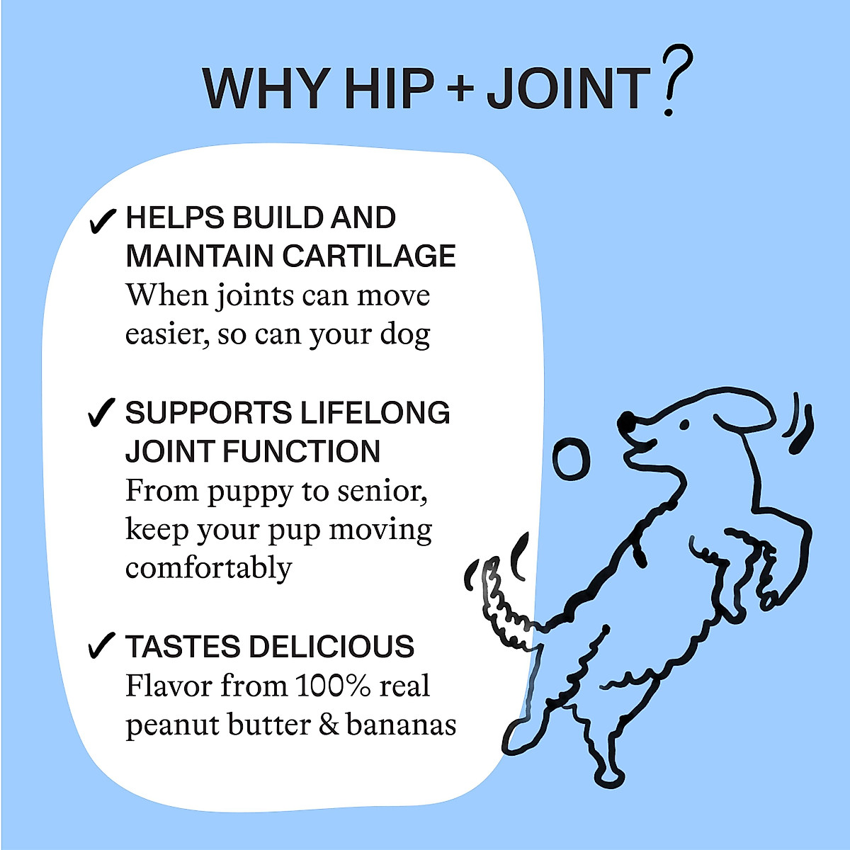 Spot & Tango Hip + Joint Supplement for Dogs - Vet-Approved For Mobility and Arthritis Support - Glucosamine, Chondroitin, Green Lipped Mussel, MSM - Flavor from Real Peanut Butter & Banana - 56 Count