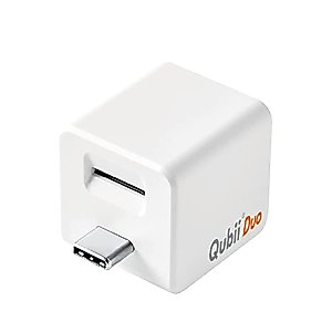 MAKTAR Qubii Duo - USB-C Flash Drive Fits iPad Flash Drive for Android Smartphone iPhone Backup Flash Drive iPhone Photo Backup Storage Device with File Organizer App - White without Micro SD Memory